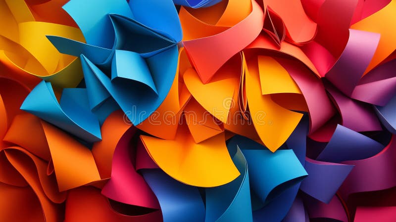 Abstract Shapes Created by Folded Paper in Vibrant Colors Background ...