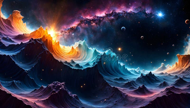 Abstract Shapes Deep Space. Cosmic Waves. Generative Ai Stock Image ...
