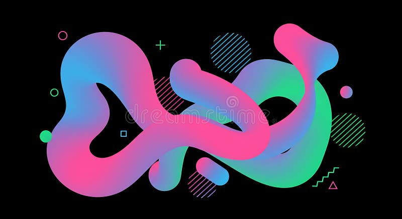 Abstract Shapes Featuring a Large, Twisted Form with a Gradient of Pink ...