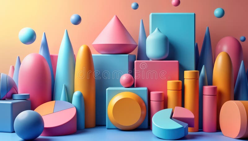 Abstract Shapes Form Colourful Display. Geometric Forms Create Dynamic ...