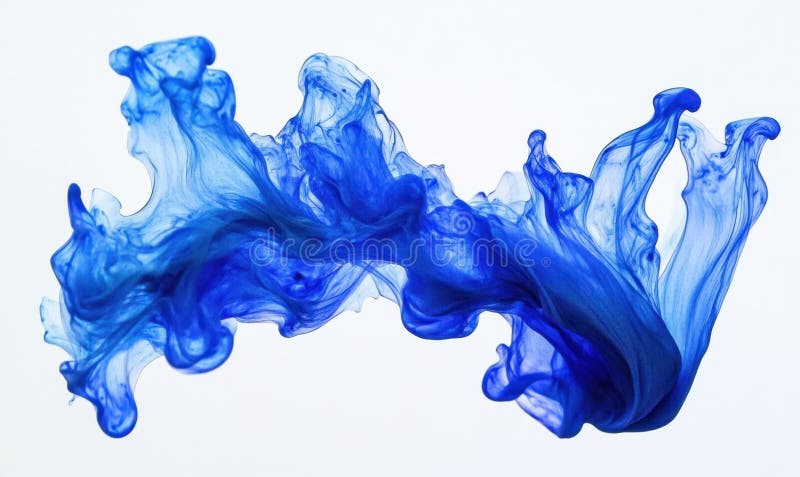 Abstract Shapes Formed by Blue and Teal Ink Blending Ink in Water on a ...