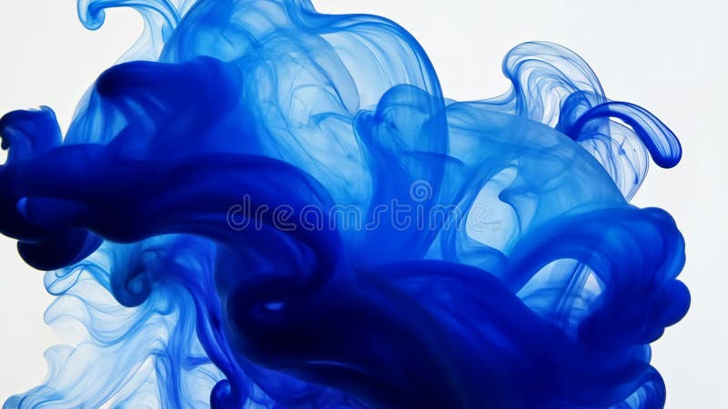 Abstract Shapes Formed by Blue and Teal Ink Blending Ink in Water on a ...