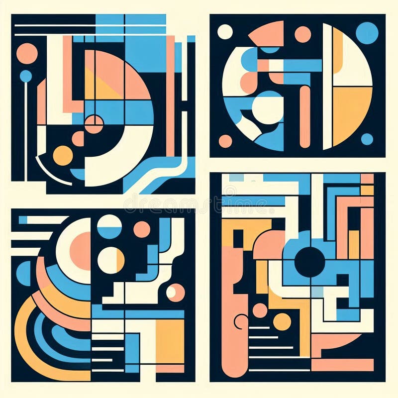 Abstract Shapes and Forms Rendered in Different Retro Styles E G Stock ...