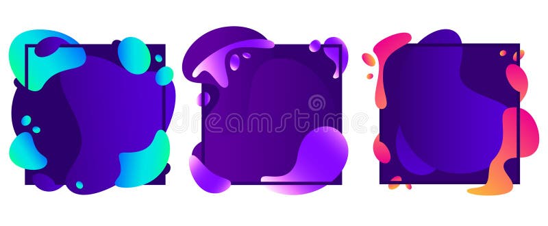 Abstract Shapes Frames. Modern Fluid Gradient, Liquid Shape Motion ...