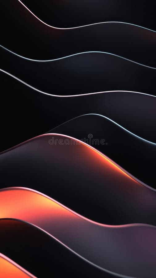 Abstract Shapes with Glowing Edges in a Dark Background Stock ...