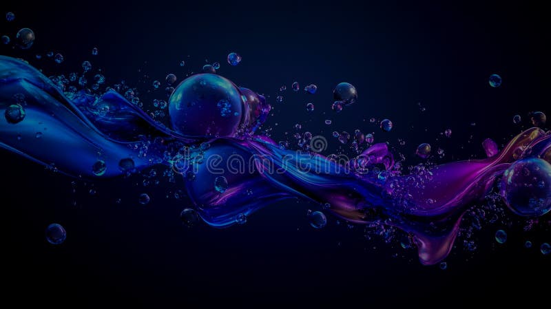 Abstract Shapes with Gradient Colors, Floating on a Dark Purple ...