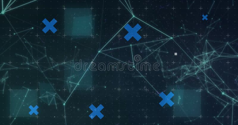 Abstract Shapes and Grid Network Over Network of Connections Against ...