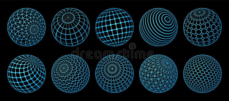 Abstract Shapes. Line Globe. 3D Planet Orb. Earth Ball. Outline Grid ...