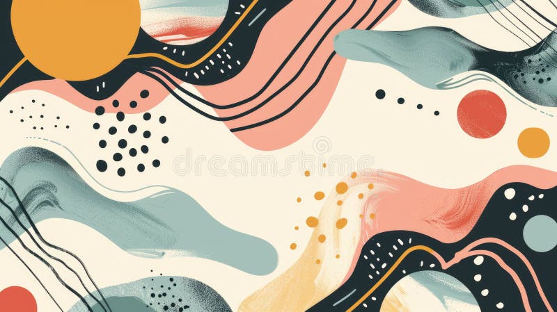 Abstract Shapes and Patterns in Muted Colors. Digital Image for Design ...