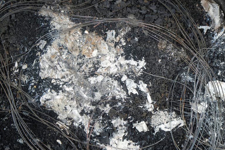 Abstract Shapes, Patterns, Textures of Ash and Wire Left Over from ...