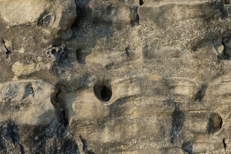 Abstract Shapes, Patterns and Textures of Limestone Surface with Holes ...