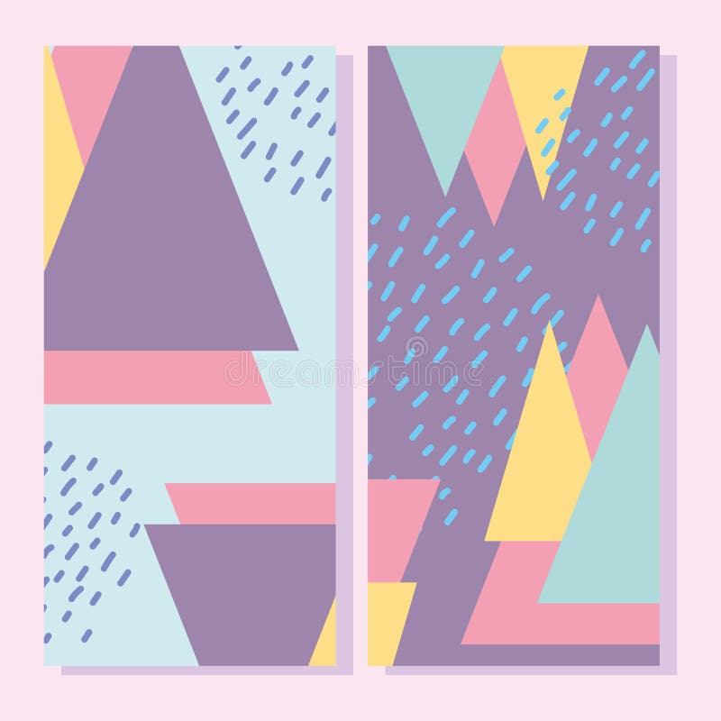 Abstract Shapes, 80s Memphis Triangles Geometric Style Placard ...