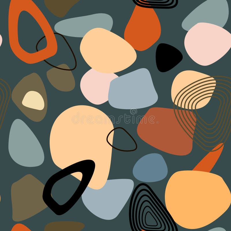 Abstract Shapes Seamless Vector Pattern on Grey Stock Vector ...