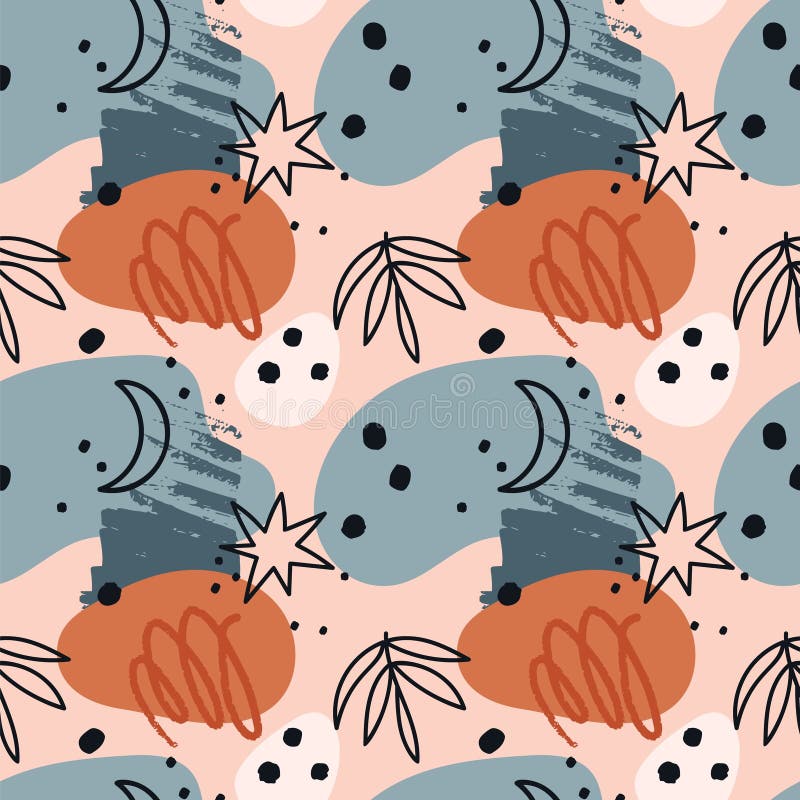 Abstract Shapes Seamless Pattern. Repeated Contemporary Modern Elements ...