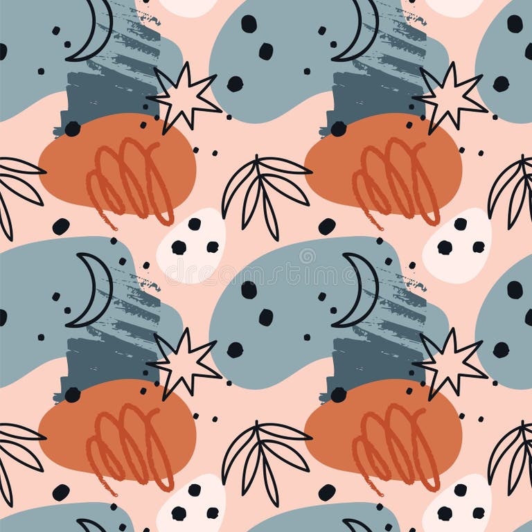 Abstract Shapes Seamless Pattern. Repeated Contemporary Modern Elements ...