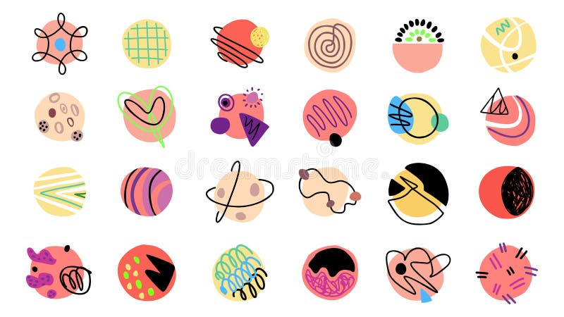 Abstract Shapes Vector Hand Drawn Set. Contemporary Modern Trendy ...