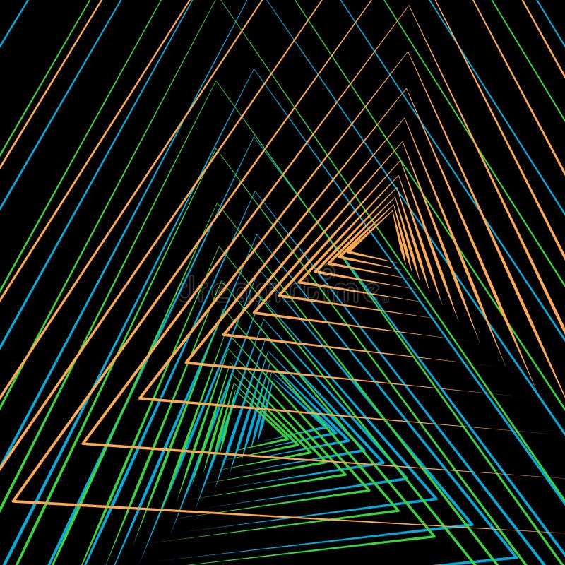Abstract Sharp Corner Colorful Orange Green and Blue Light Multi Lines ...