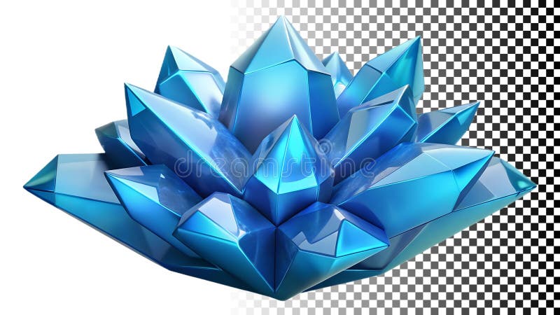Abstract Sharp Crystalline Structure Blue Geometric Design Element Png ...