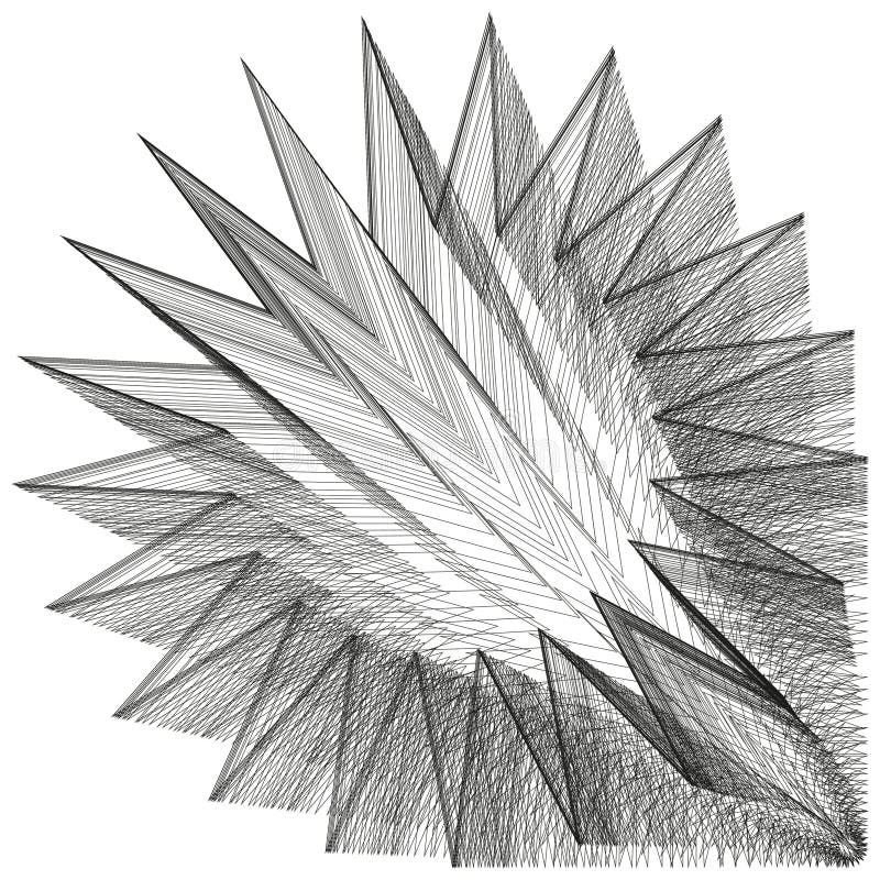 Abstract Sharp Lines. Geometric Art Form. Black Linear Spikes. Vector ...