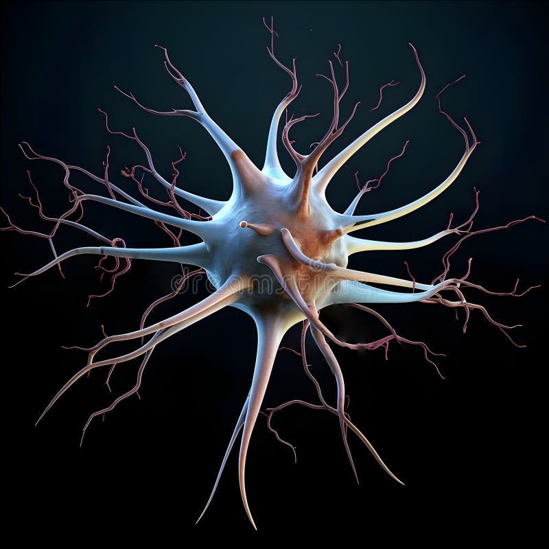Abstract, Sharp Neuron with Some Axons, a Bot of White Glow, Black ...