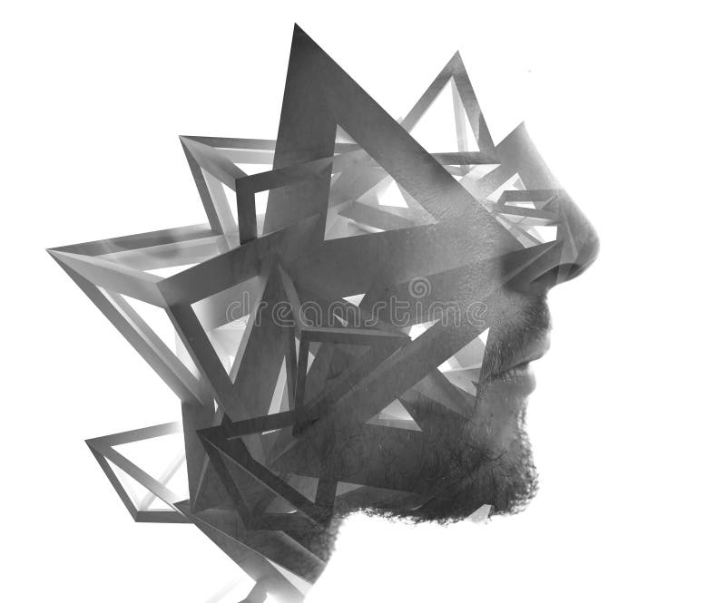 Abstract Sharp Shapes Blended with a Portrait Stock Image - Image of ...