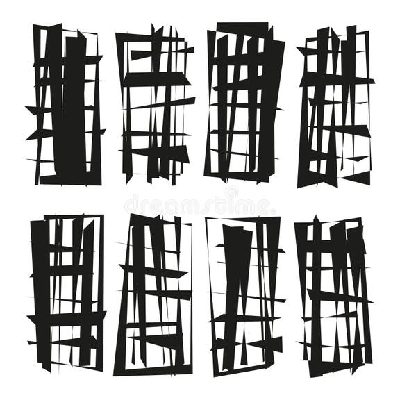 Abstract Sharp Shapes. Distorted Rectangle Patterns. Intersecting Fragment Forms. Vector Grunge ...