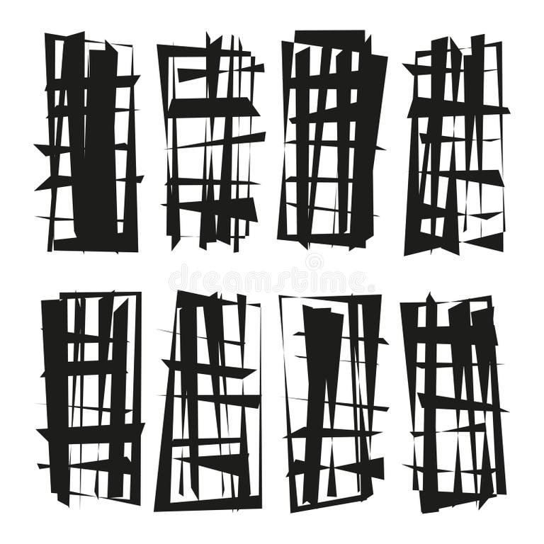 Abstract Sharp Shapes. Distorted Rectangle Patterns. Intersecting ...