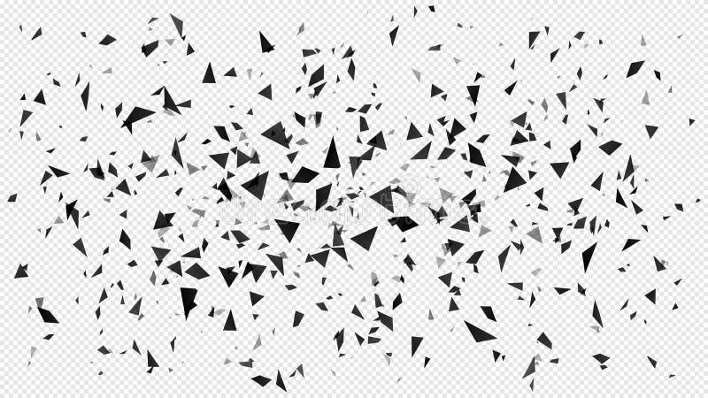 Abstract Shatter Particles. Random Flying Dark Triangles Particles ...