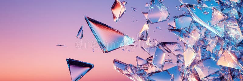 Abstract Shattered Glass Against a Soft Gradient Background with ...