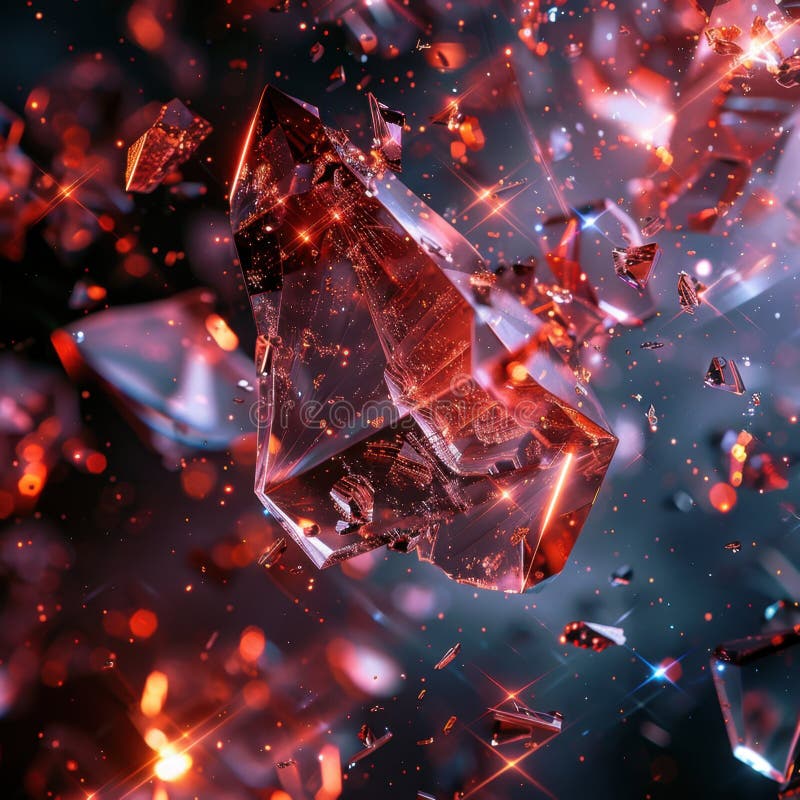 Abstract Shattered Glass Crystal with Sparkling Light Reflections Stock ...