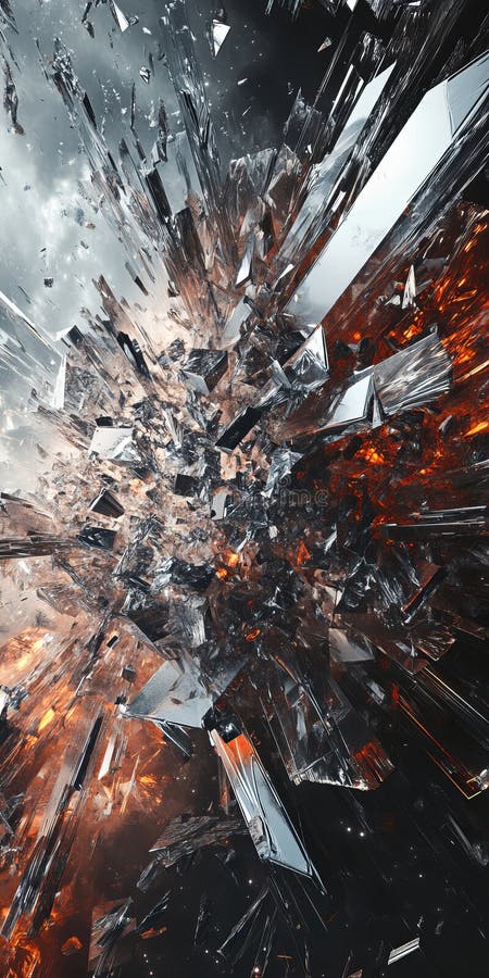 Abstract Shattered Glass Explosion with Dynamic Shards and Fiery ... Abstract Shattered Glass Explosion with Dynamic Shards and Fiery ...