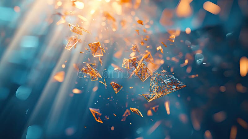 Abstract Shattered Glass Explosion with Light Rays Stock Illustration ...