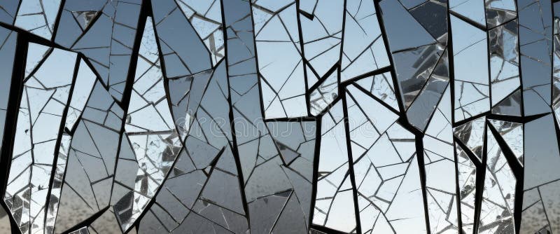 Abstract Shattered Glass Pattern with Reflections and Sky Background ...