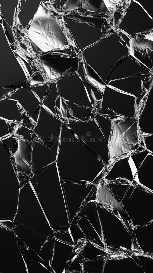 Abstract Shattered Glass Pattern with Reflective Surfaces on Dark ...