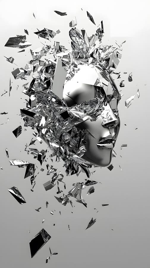 Abstract Shattered Metallic Face Concept Art Stock Photos - Free ...