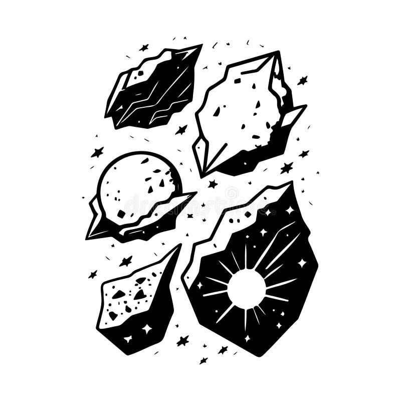 Abstract Shattered Space Rocks. Concept of Cosmic Destruction and ...