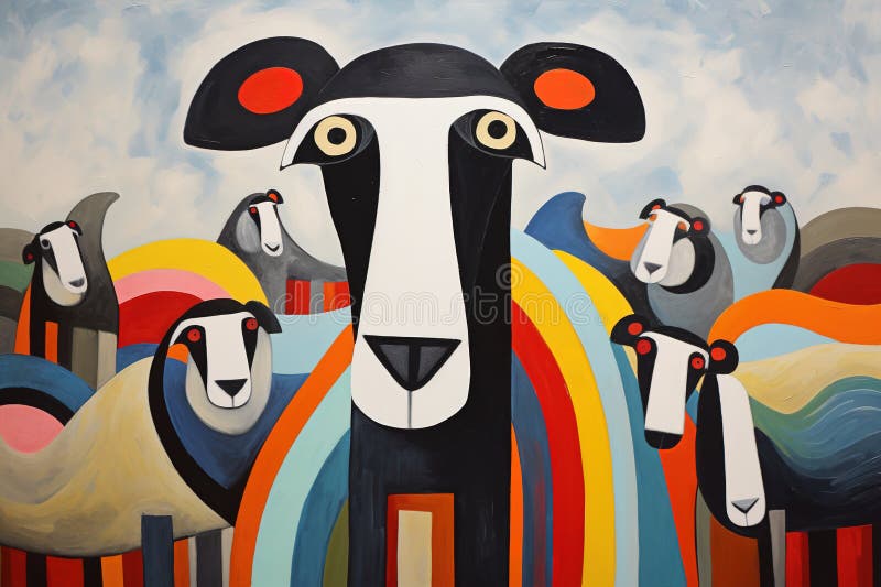 Abstract Sheep Painting. Animals Art Stock Illustration - Illustration ...