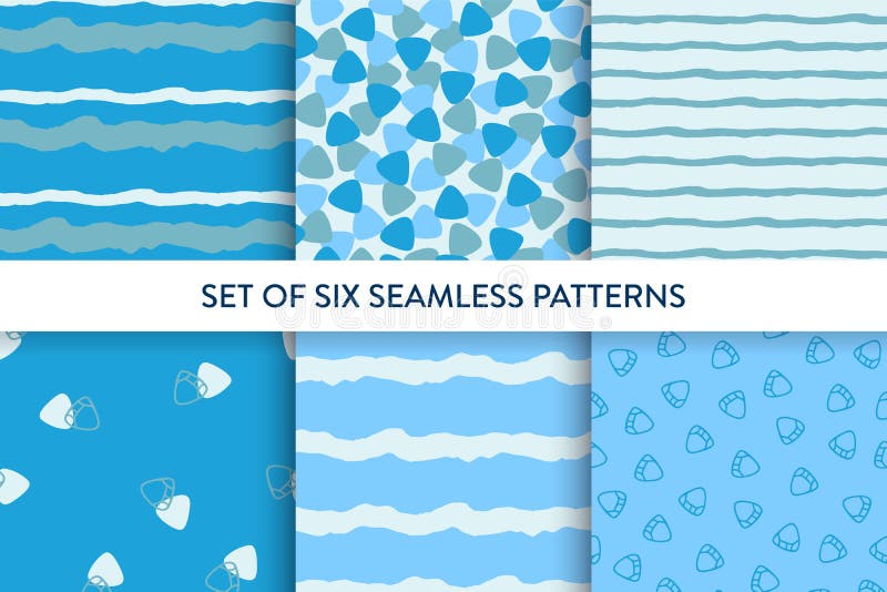 Abstract Shell, Wavy Stripe Monochrome Pattern Set. Stock Vector ...