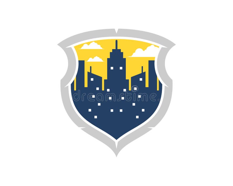 Abstract Shield with City Building Inside Stock Illustration ...
