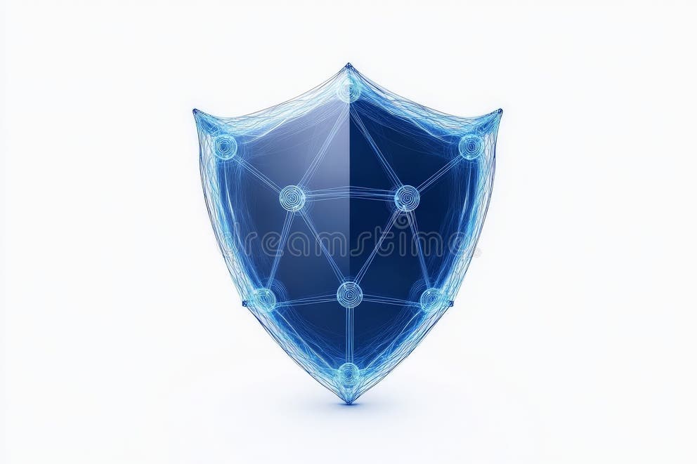 Abstract Shield Composed of Connected Network Nodes Symbolizing it ...
