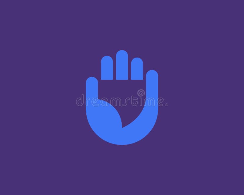 Abstract Shield in the Hand Palm Logo Design. Universal Minimalistic ...