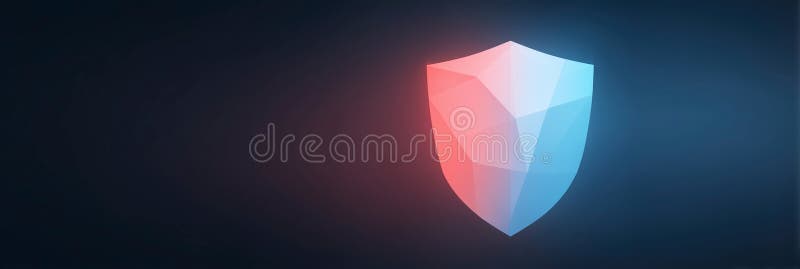 Abstract Shield Icon in Blue and Red Colors on Dark Background ...