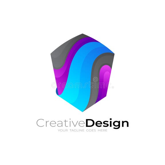 Abstract Shield Logo with Colorful Design, 3d Colorful Stock Vector ...