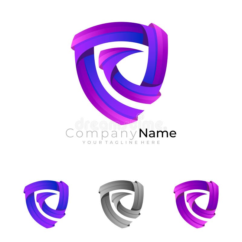 Abstract Shield Logo with Colorful Design Template Stock Vector ...