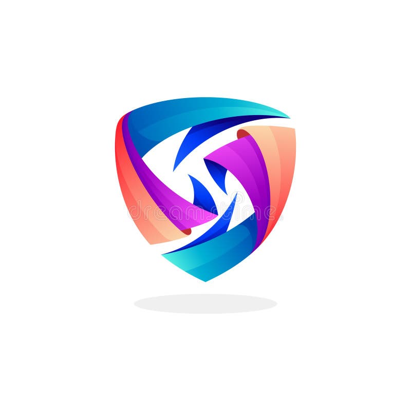 Abstract Shield Logo with 3d Colorful Design Stock Vector ...