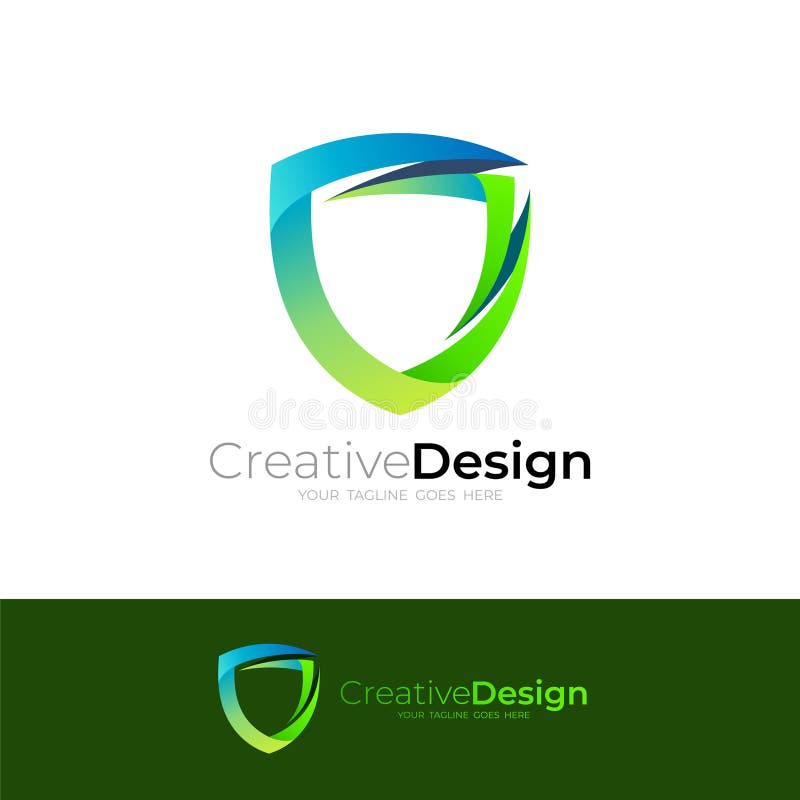 Shield Logo and 3d Colorful, Security Icon Template Stock Vector ...