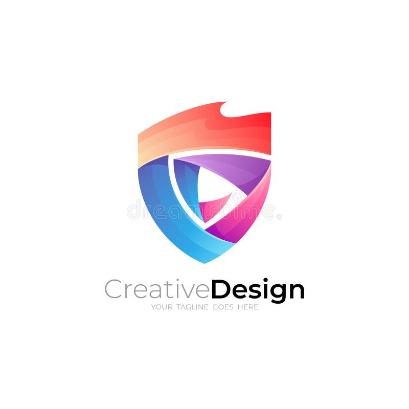 Abstract Shield Logo with 3d Colorful, Security Stock Vector ...