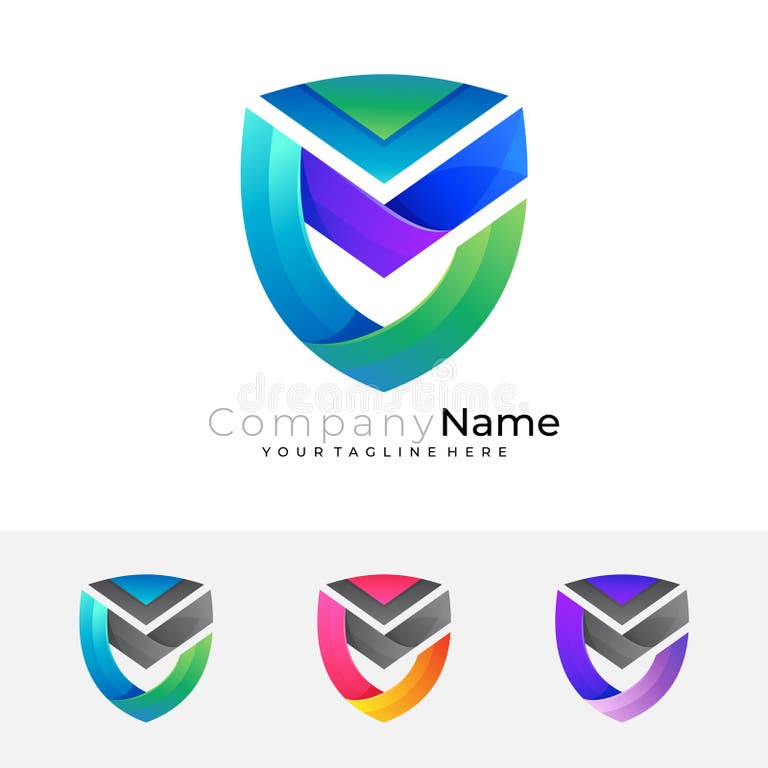Abstract Shield Logo Design Vector, 3d Colorful Logo Modern Stock ...