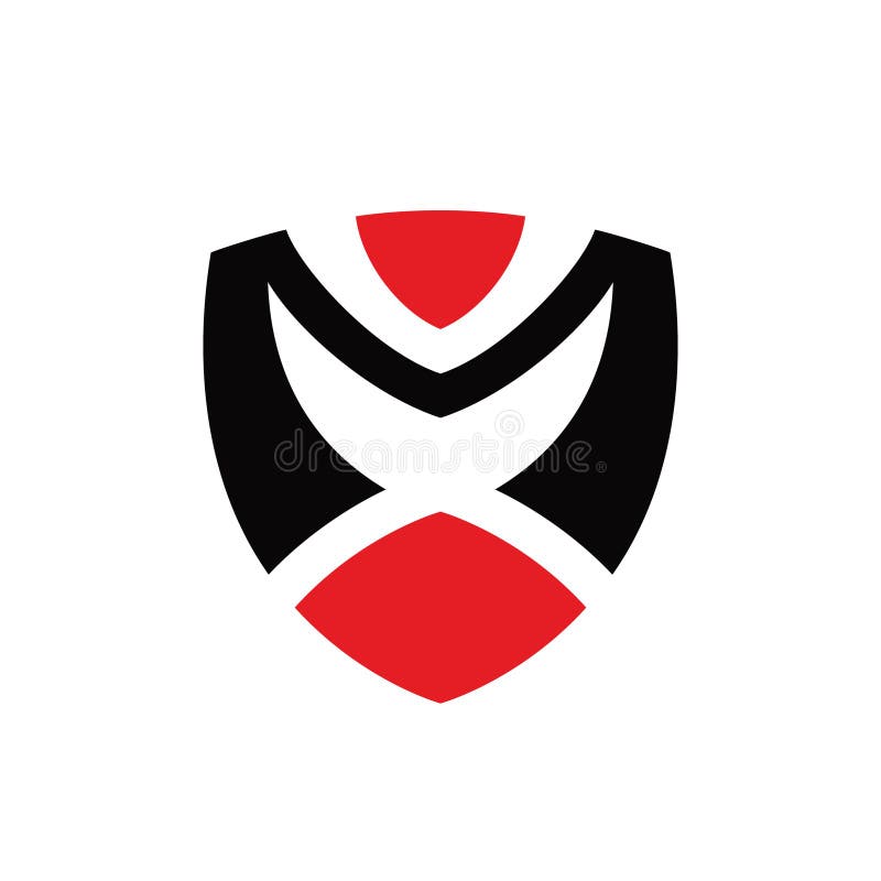 Abstract Shield Logo with Red and Black Design Elements Stock Vector - Illustration of security ...