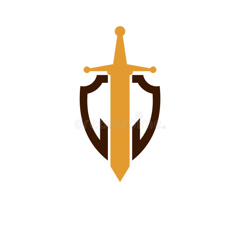 Abstract Shield Logo and Sword Design Combination, Vector Stock Vector ...